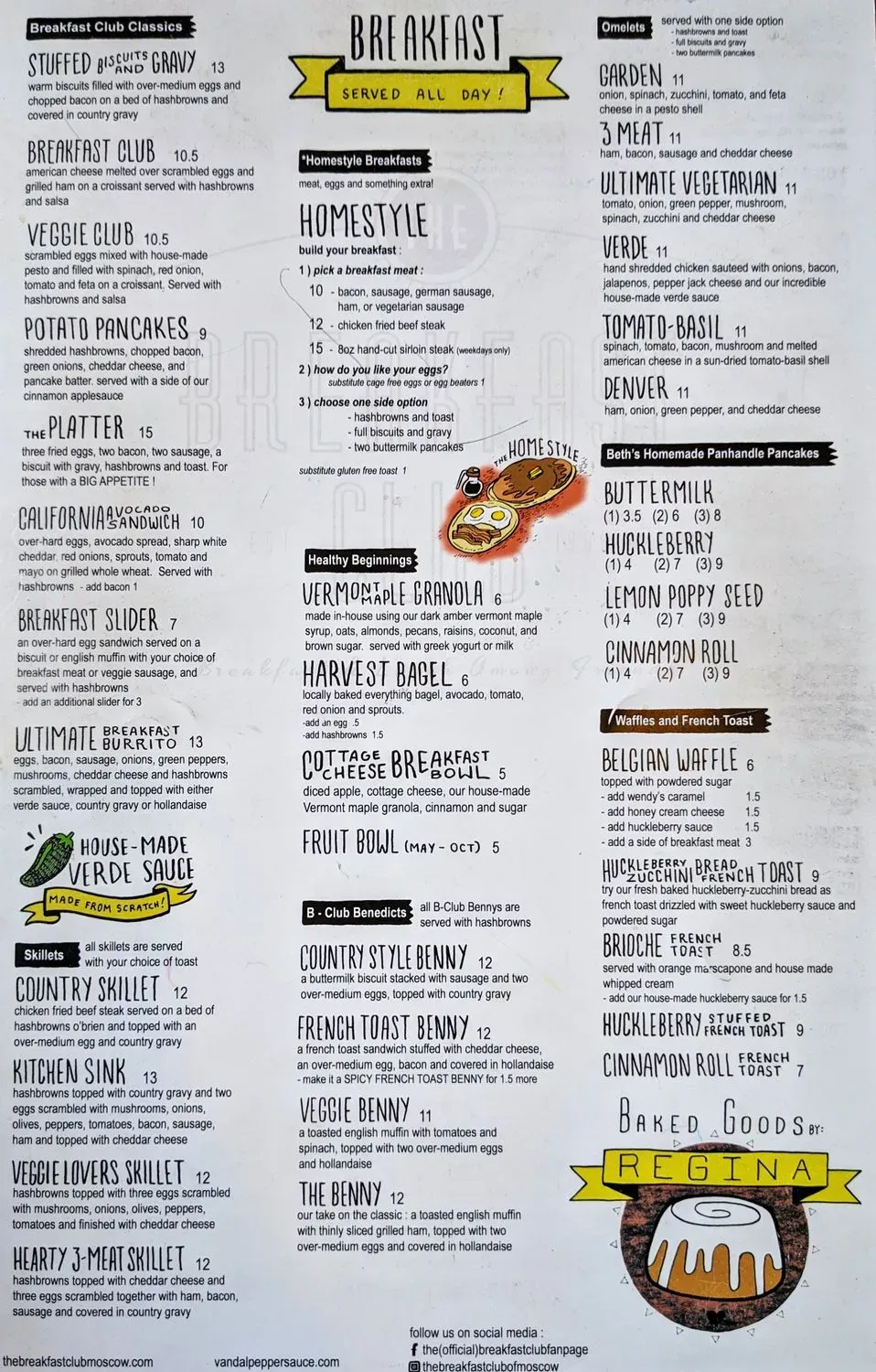 The Breakfast Club Menu - Updated October 2025