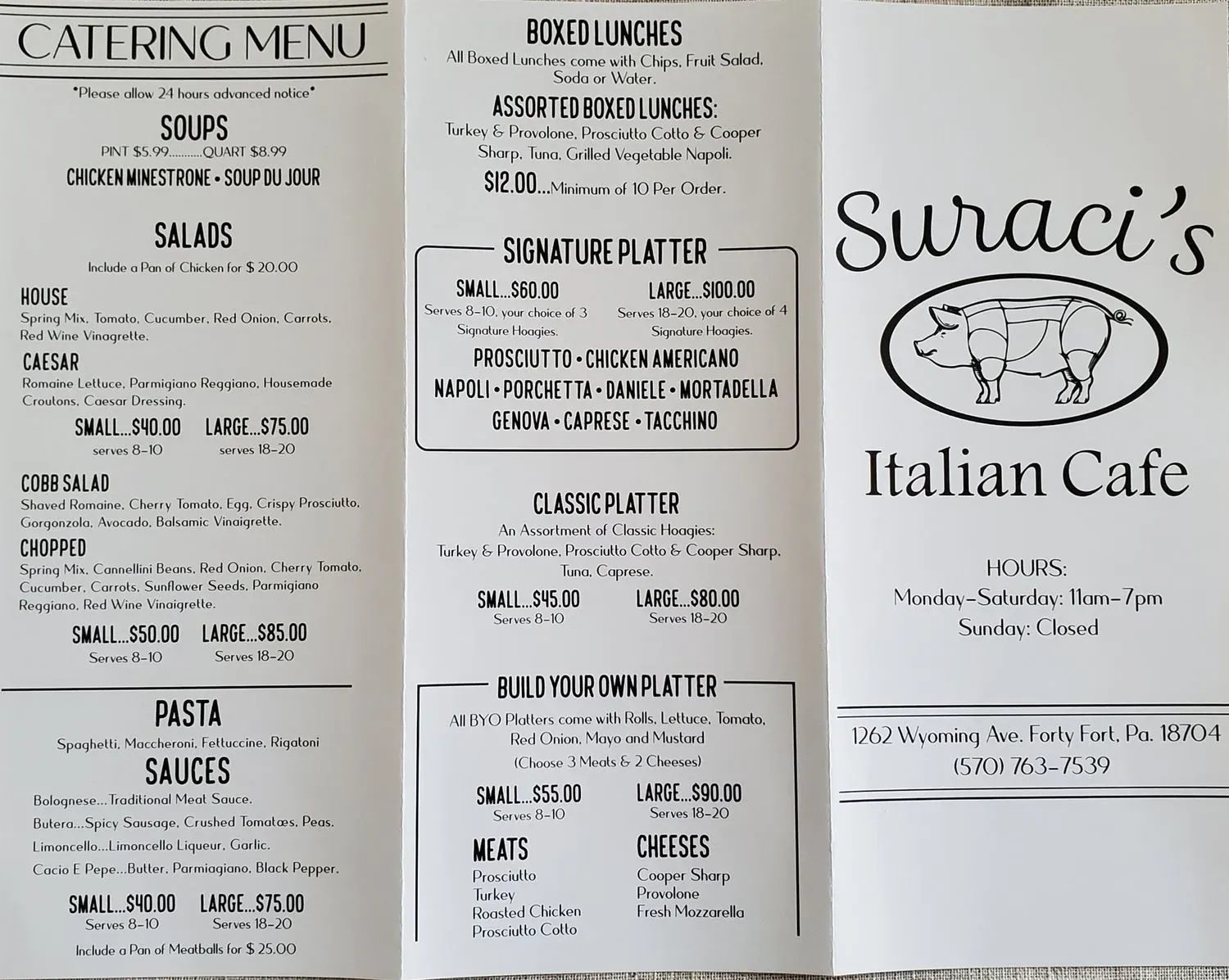 Suraci's Menu - Updated October 2025
