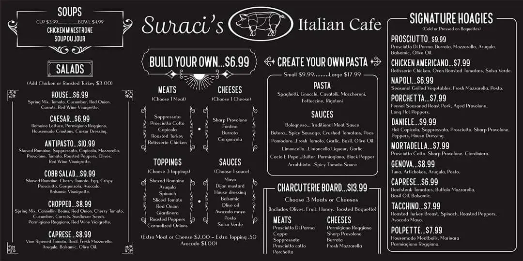 Suraci's Menu - Updated October 2025