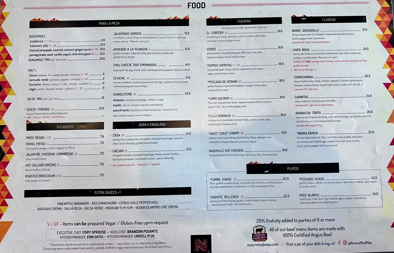Nuevo Modern Mexican & Tequila Bar Menu - Updated October 2025
