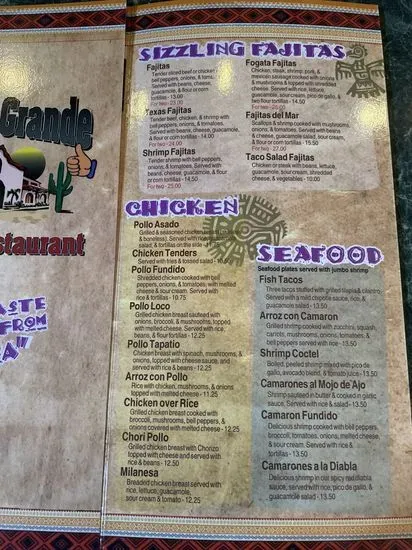 Mi Casa Grande Mexican Restaurant Menu | Newberry, SC | Checkle