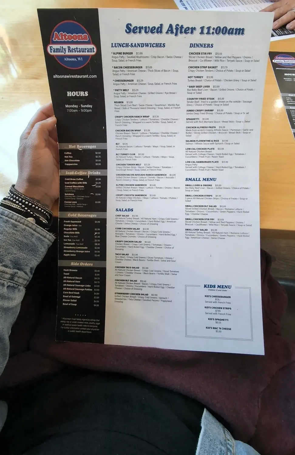 Altoona Family Restaurant Menu | Altoona, WI | Checkle