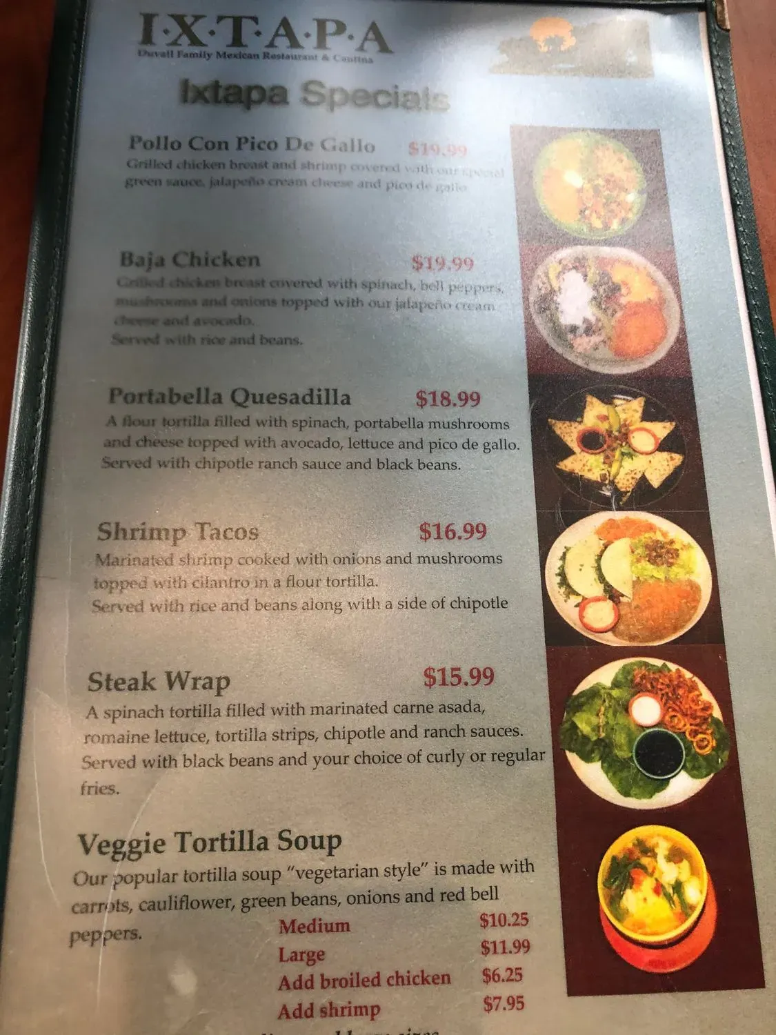 Ixtapa Menu - Updated October 2025