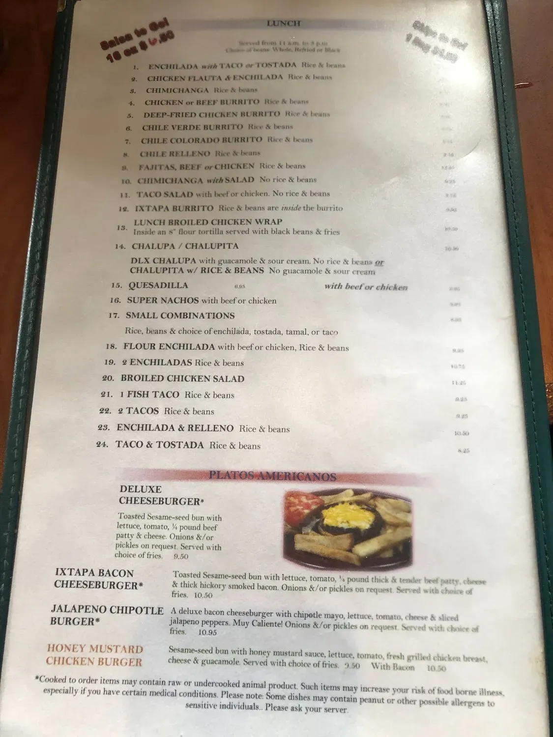 Ixtapa Menu - Updated October 2025