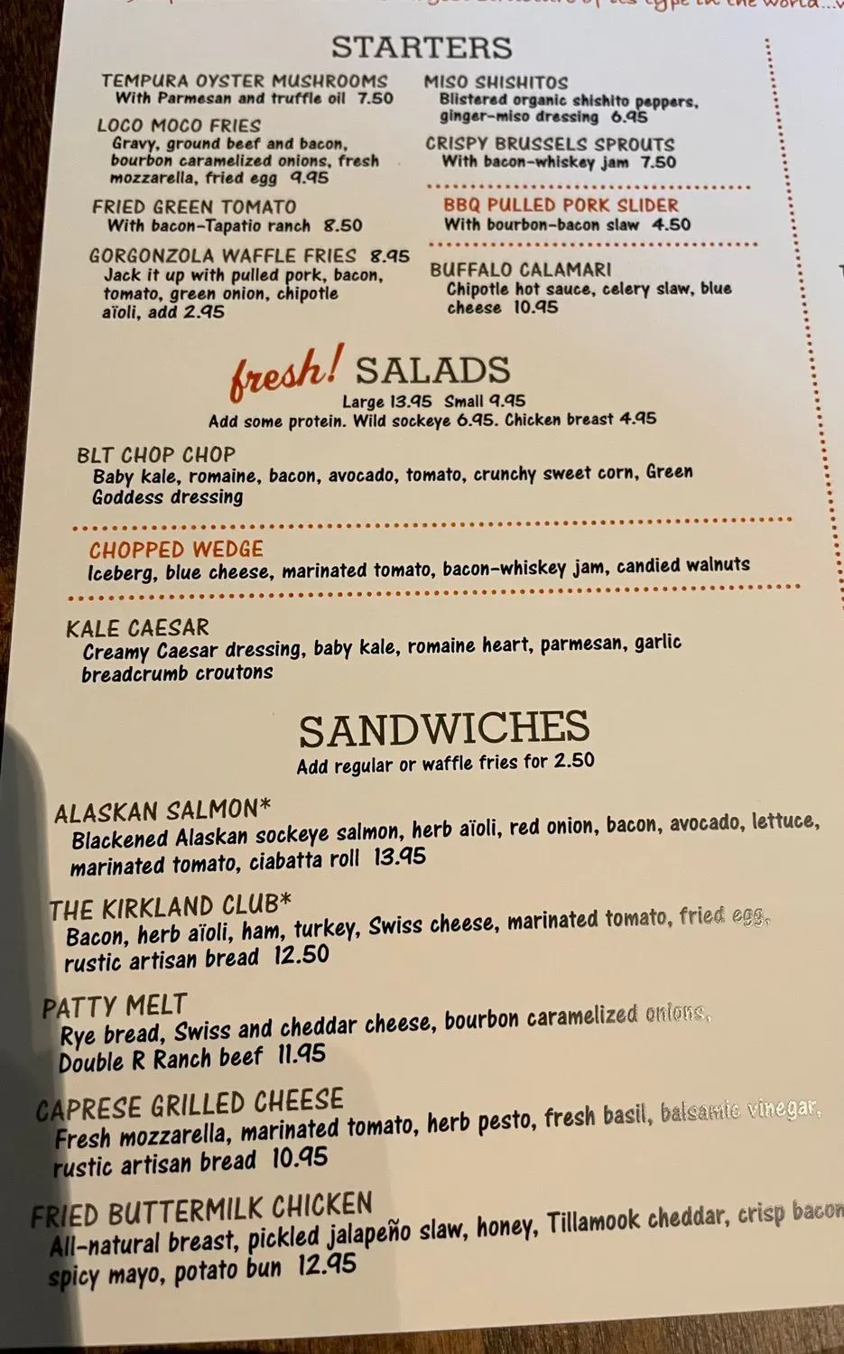 Stack 571 Burger and Whiskey Bar - Kirkland Menu - Updated October 2025