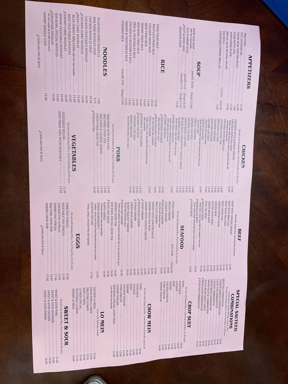 Kim Bowl Restaurant & Lounge Menu - Updated October 2025