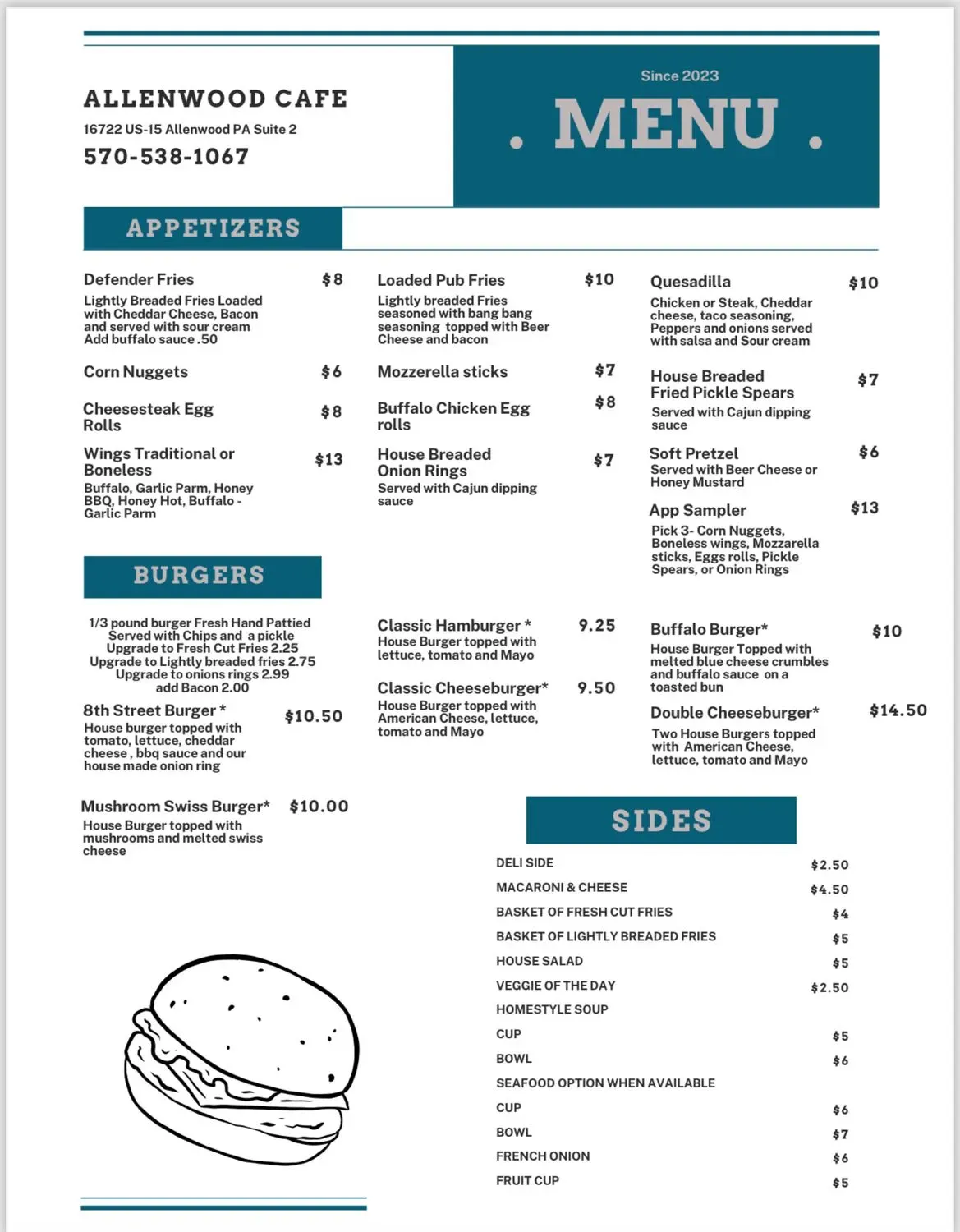 Allenwood Cafe Menu - Updated October 2025