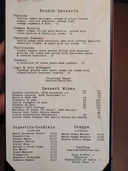 Lupi & Iris Menu | Milwaukee, WI | Checkle