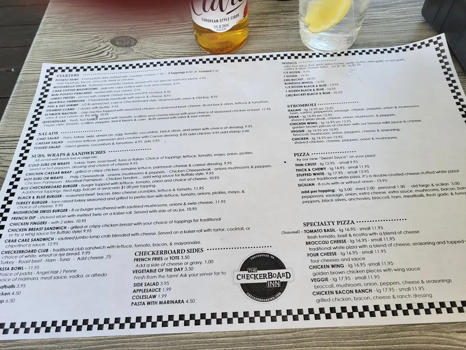 The Checkerboard Inn Bar & Restaurant Menu - Updated October 2025