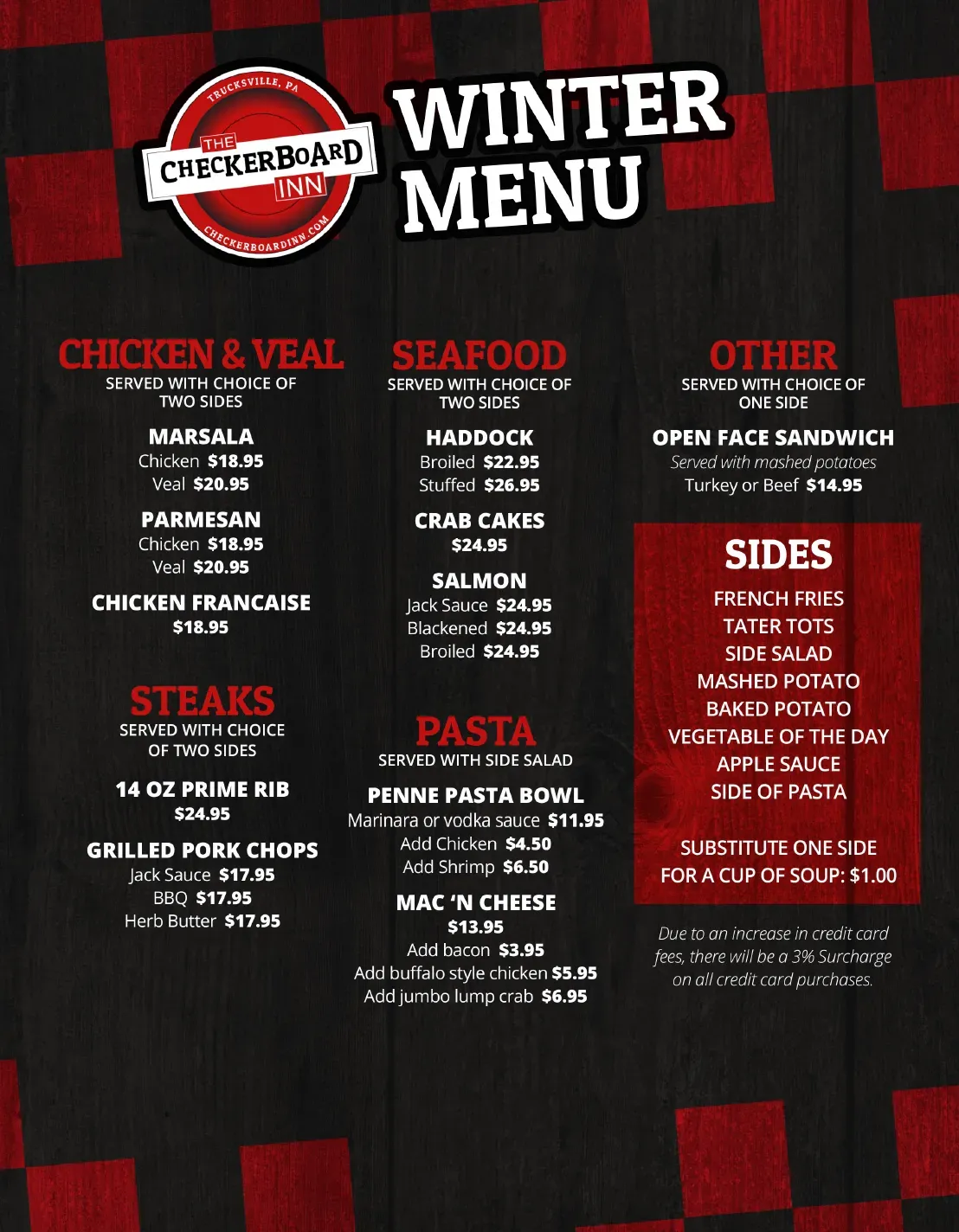 The Checkerboard Inn Bar & Restaurant Menu - Updated October 2025