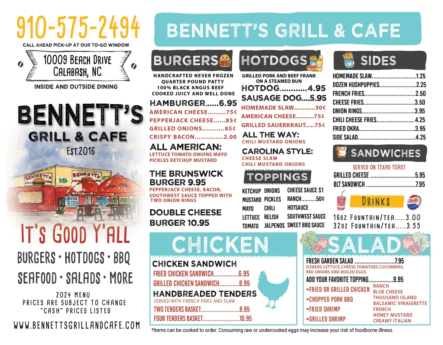 Bennett's Grill and Cafe Menu - Updated October 2025