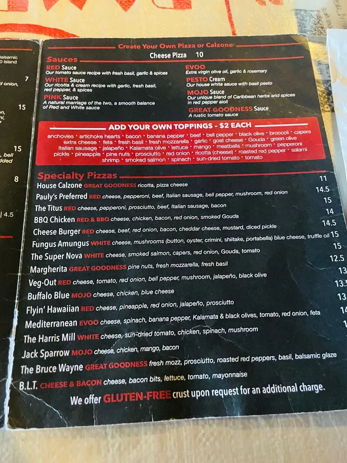 The Mill House Menu - Updated October 2025