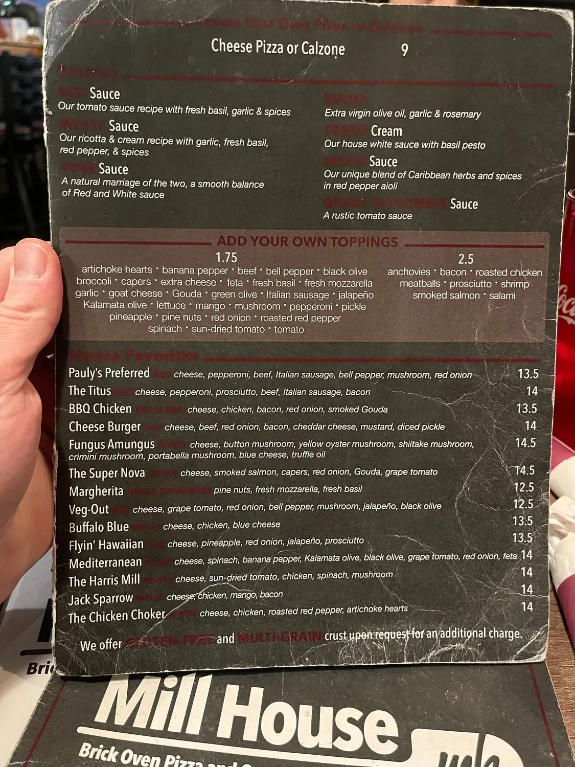 The Mill House Menu - Updated October 2025