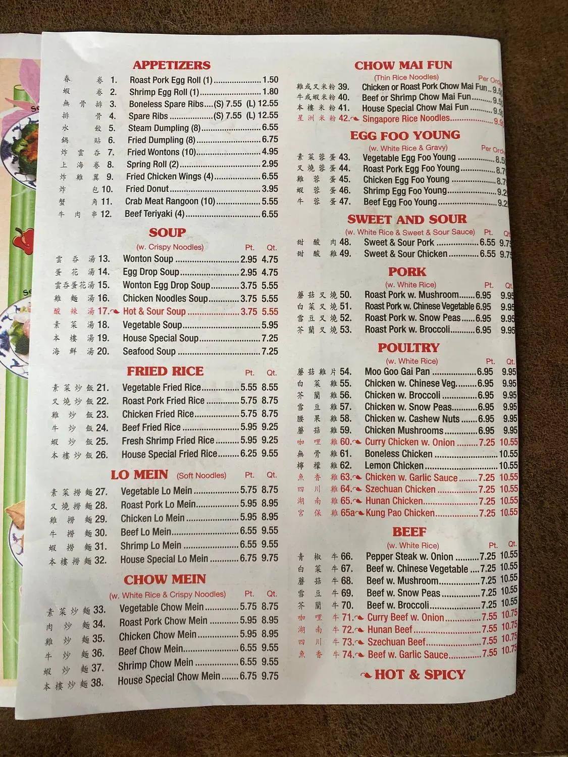 Lin China Menu - Updated October 2025
