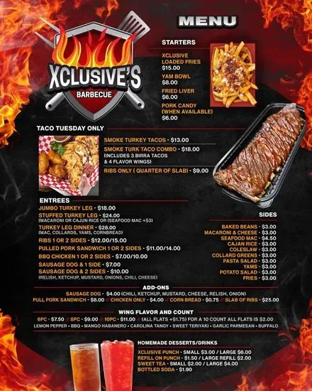 Xclusive's Barbecue Menu | Sumter, SC | Checkle