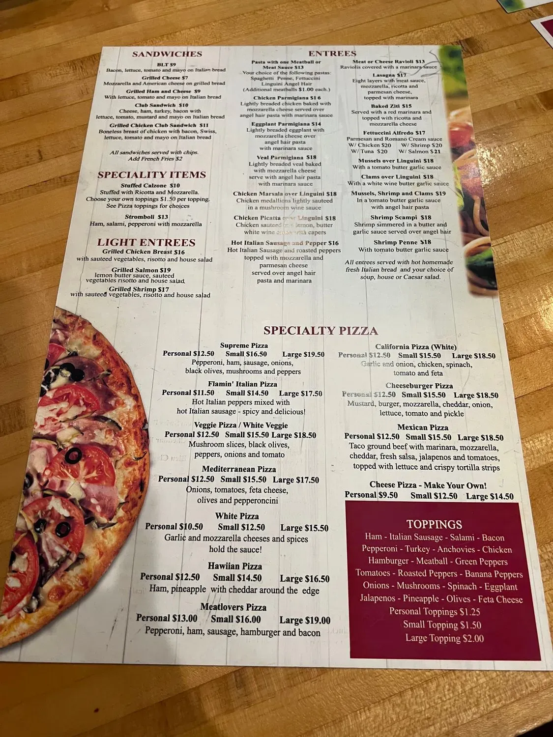 Pizzeli's Italian Oven Menu - Updated October 2025
