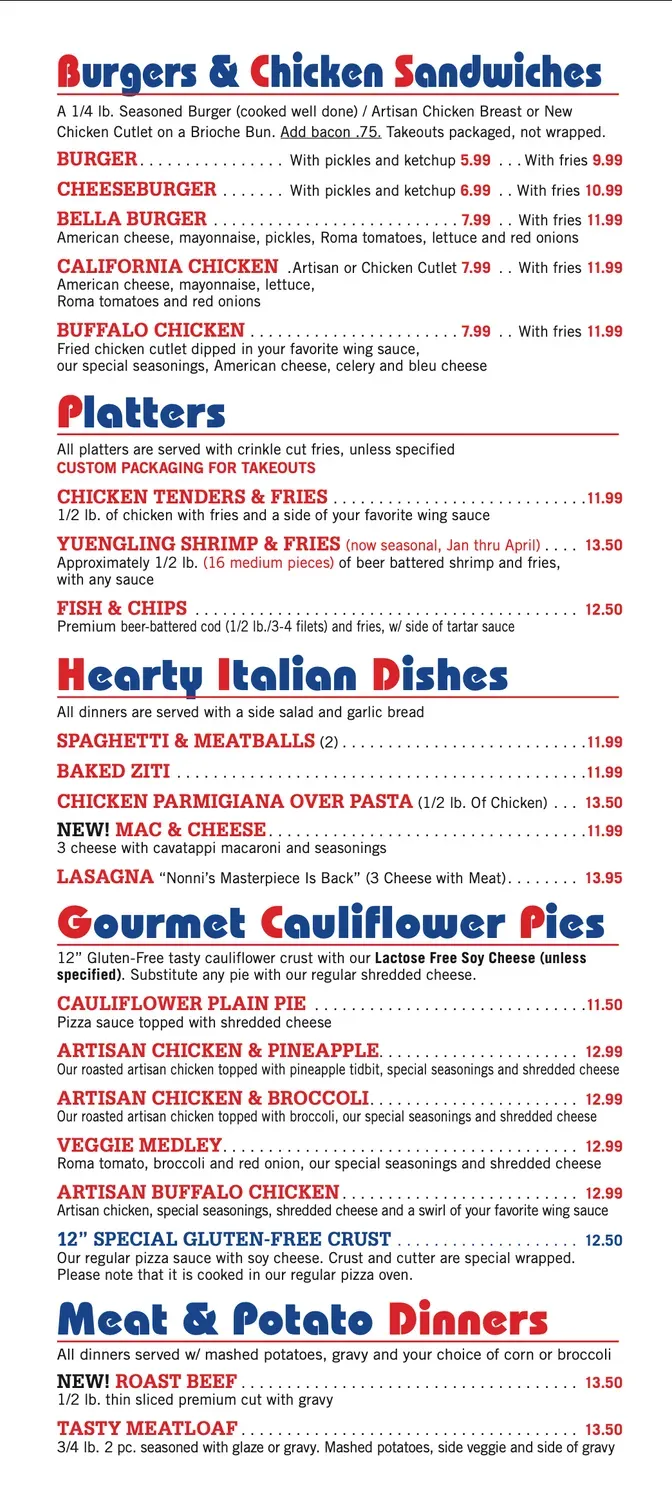 Pizza Bella - Forty Fort Menu - Updated October 2025