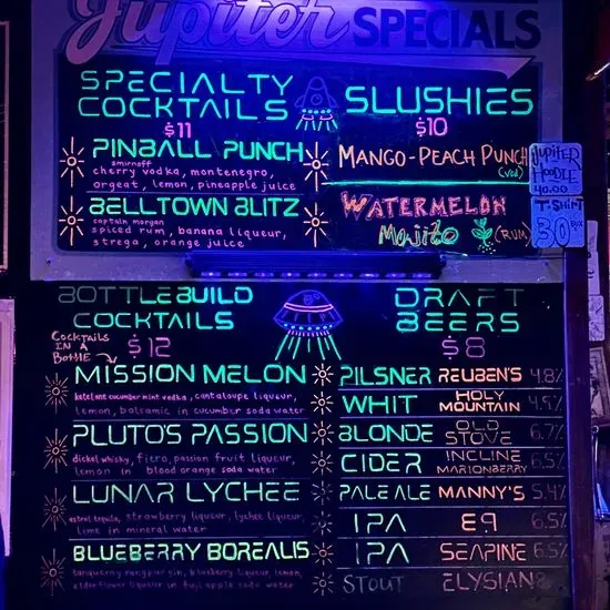 Jupiter Bar Menu | Seattle, WA | Checkle