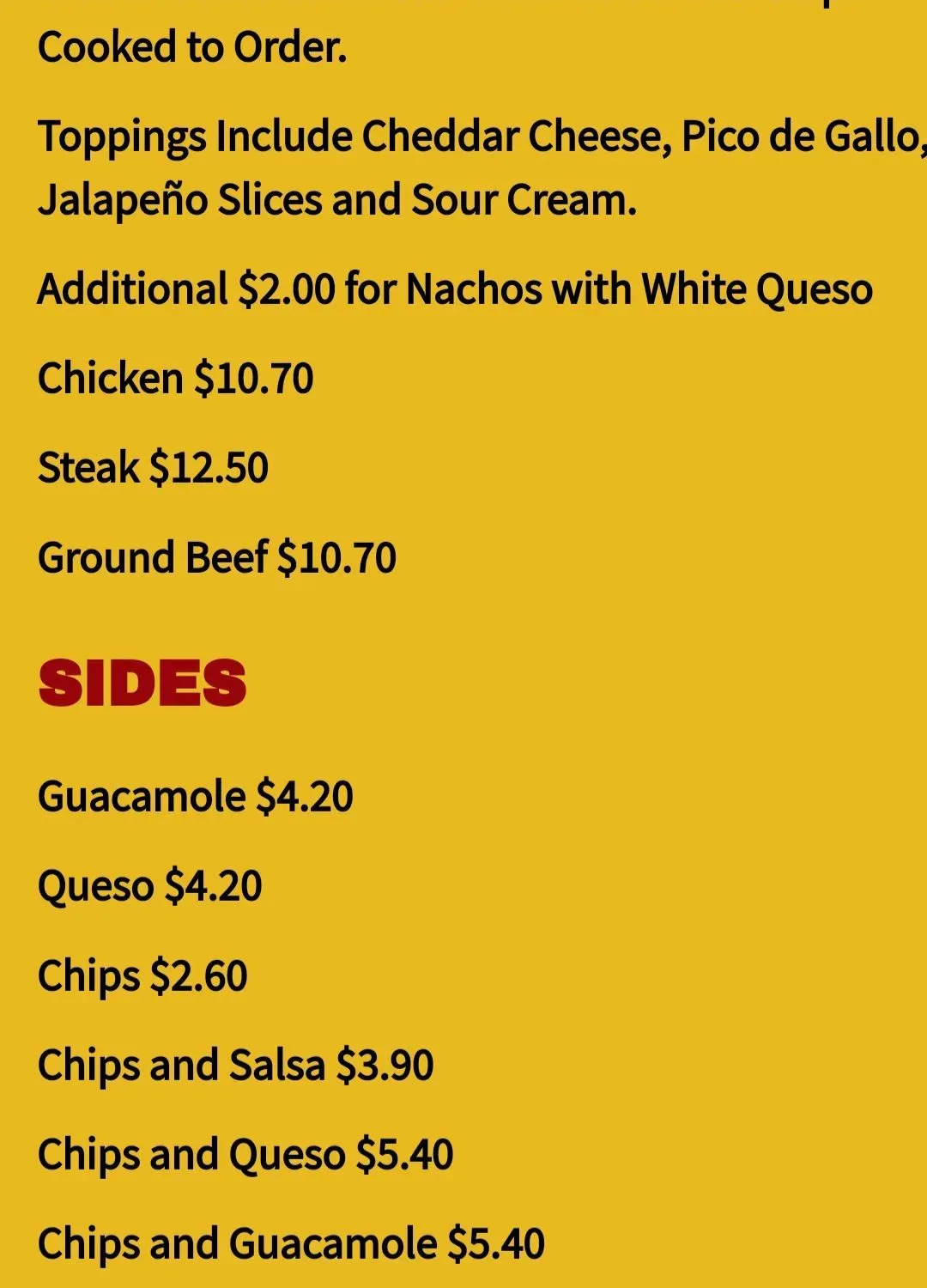 The Golden Burrito Menu - Updated August 2025