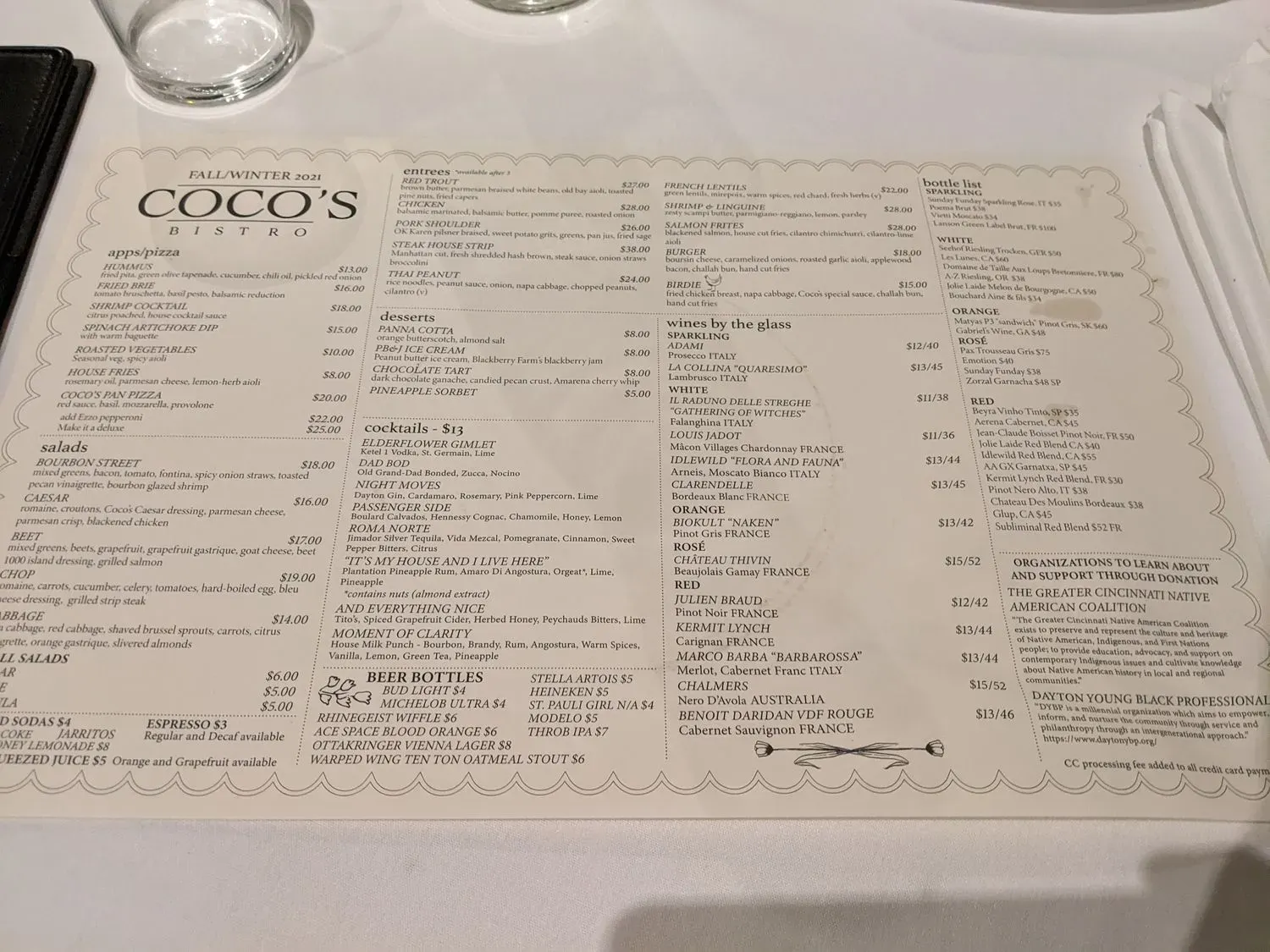 Coco's Bistro Menu - Updated October 2025