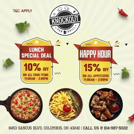 Knockout Pub & Grill Menu | Columbus, OH | Checkle