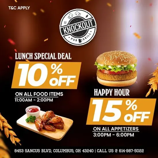 Knockout Pub & Grill Menu | Columbus, OH | Checkle