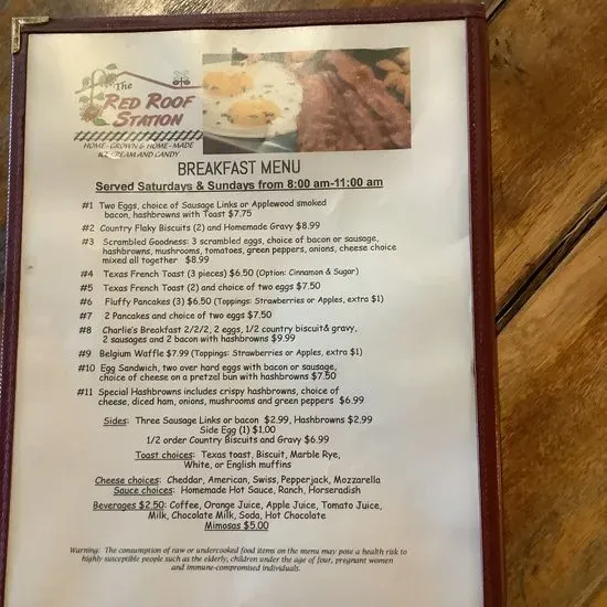 Red Roof Station Menu | Eagle, WI | Checkle