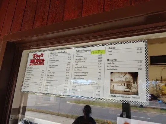 Roy's Big Burger Menu | Richmond, VA | Checkle