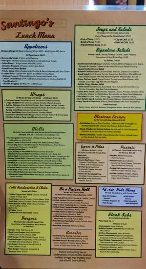 Santiago's Family Restaurant Menu | Horsham, PA | Checkle