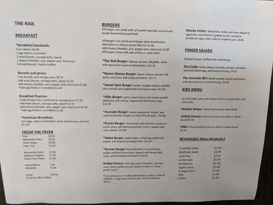 The Rail Menu | Port Angeles, WA | Checkle