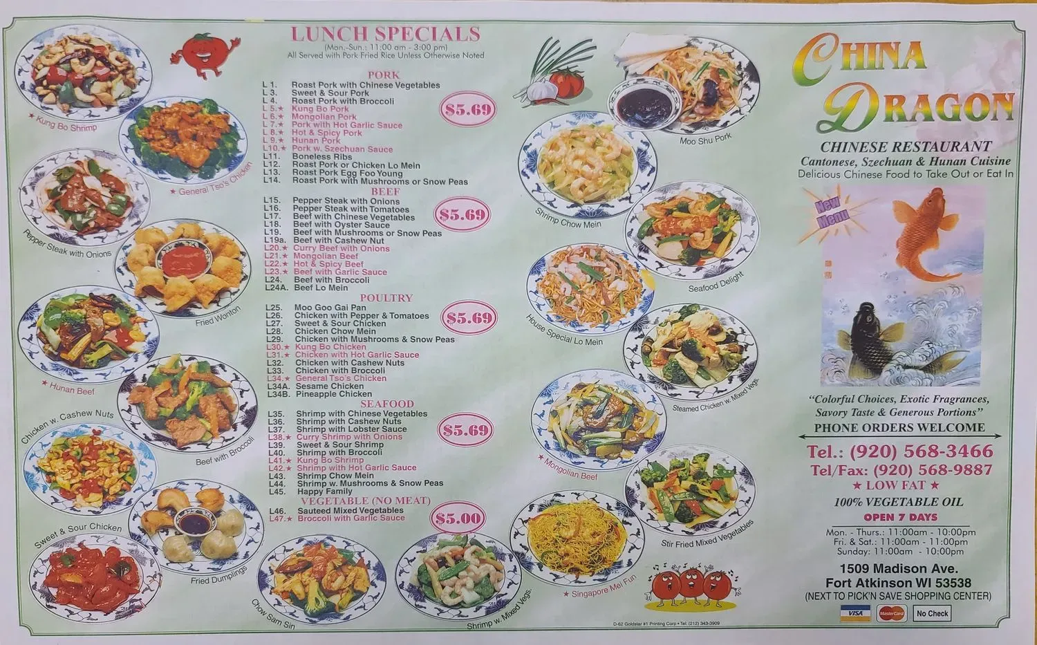 China Dragon Menu - Updated October 2025