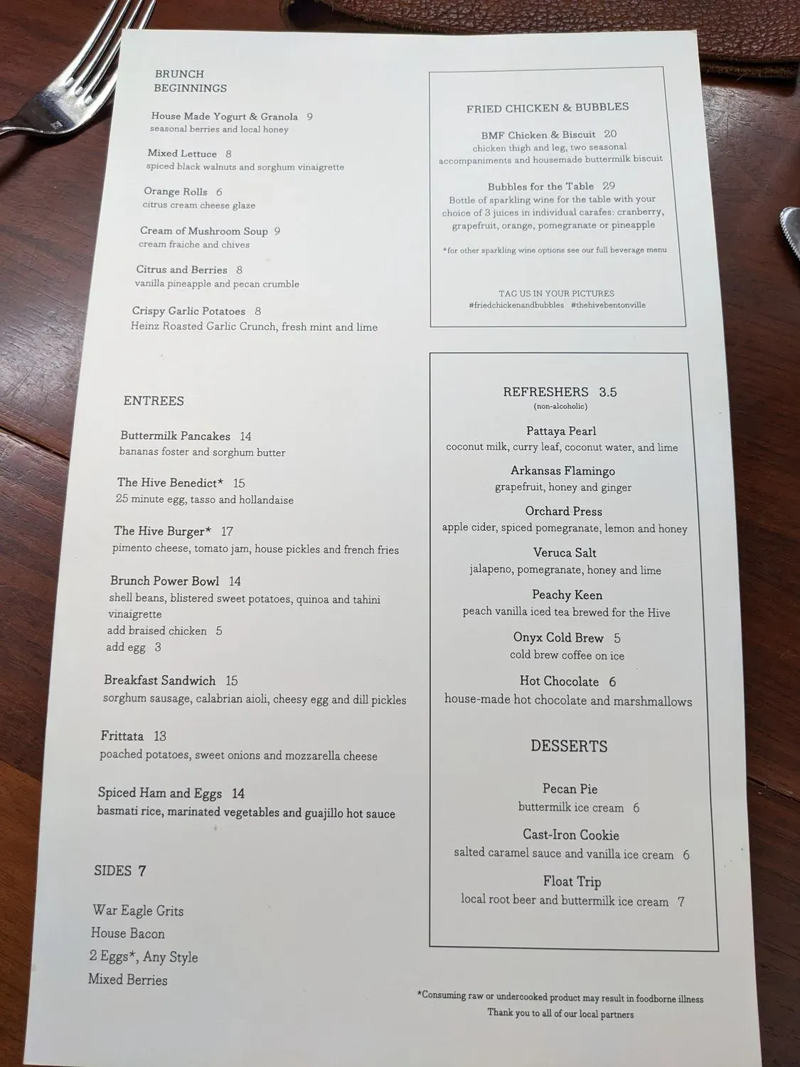 The Hive Menu - Updated October 2025
