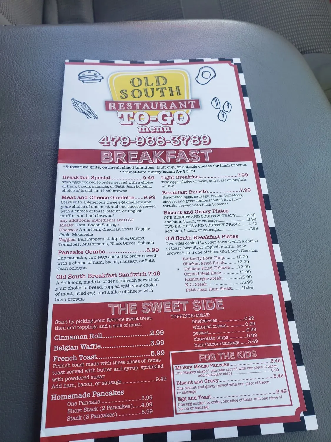 Old South Restaurant Menu - Updated October 2025