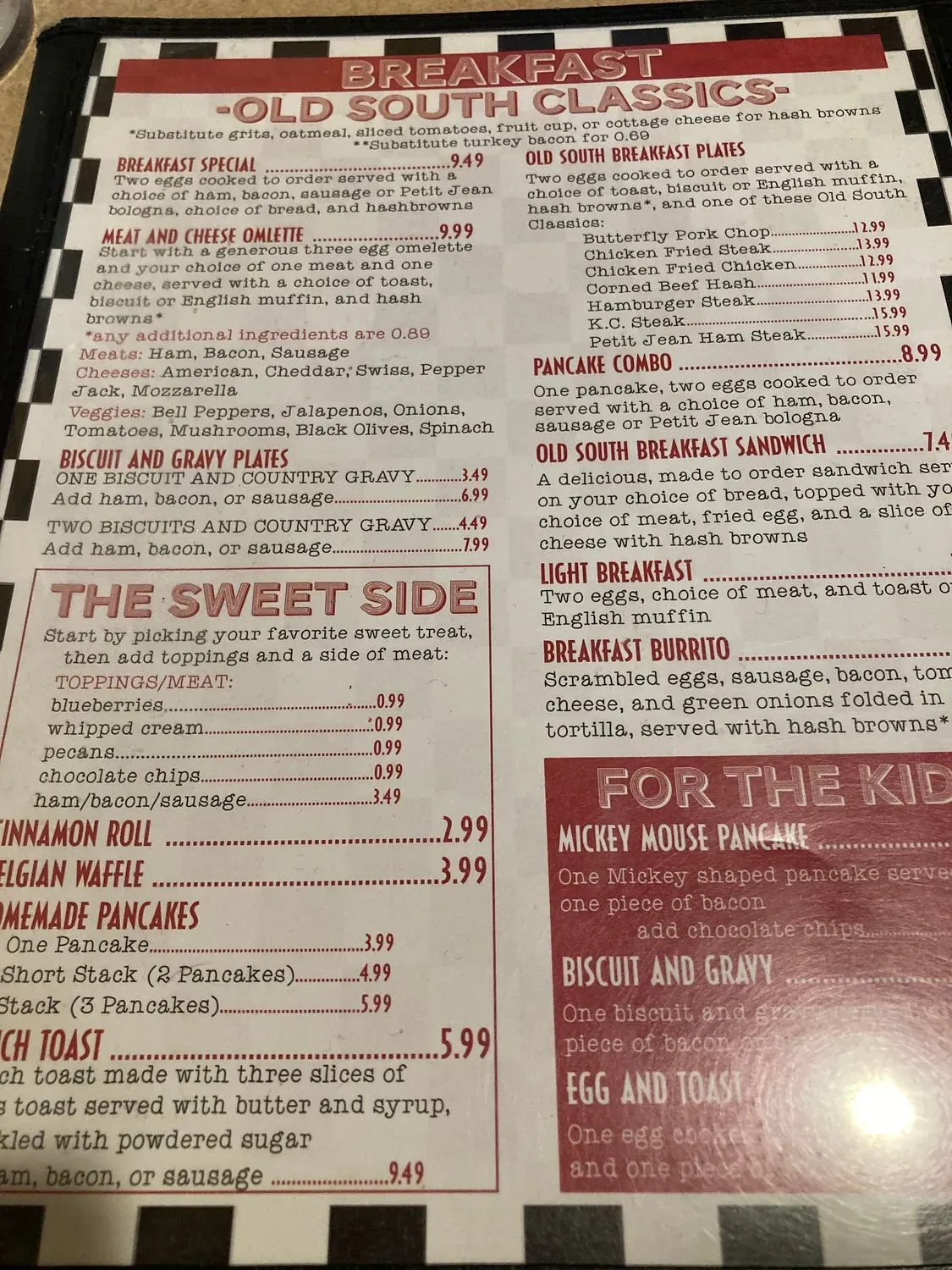 Old South Restaurant Menu - Updated October 2025