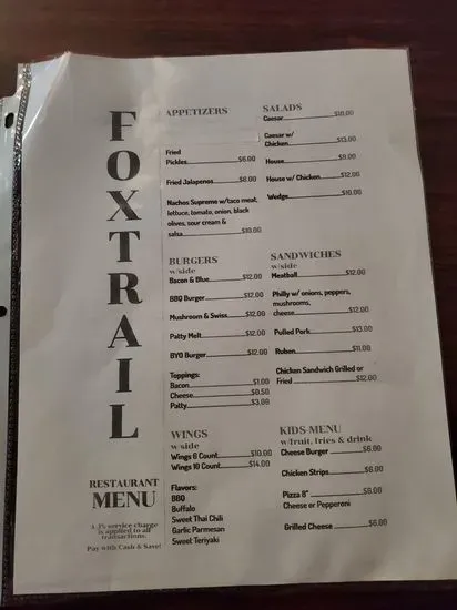 Fox Run Restaurant and Pub Menu | Bella Vista, AR | Checkle