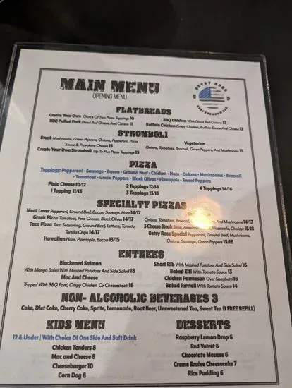 Betsy Ross Restaurant and Bar Menu | Smyrna, DE | Checkle