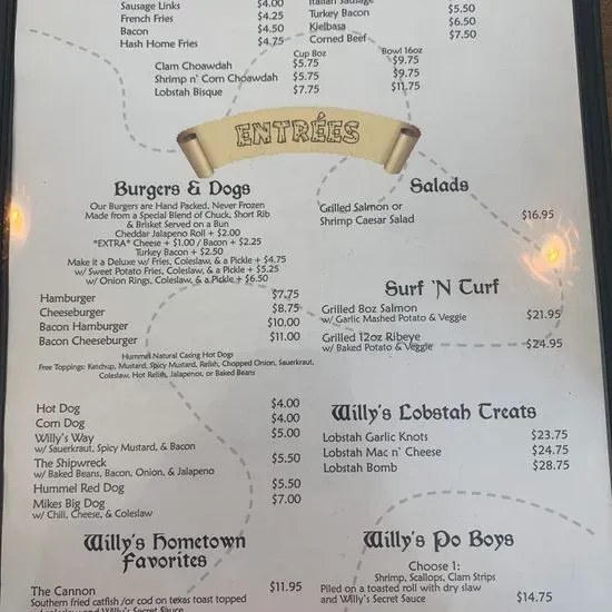 One Eyed Willy's Seafood Shack Menu | Meriden, CT | Checkle