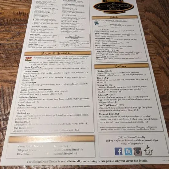 Sitting Duck Tavern Menu | Oxford, CT | Checkle