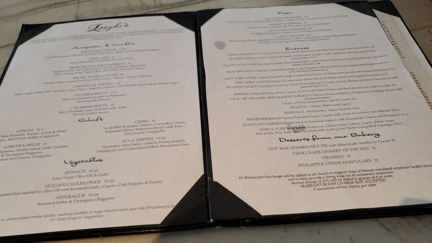 Longhi's Kaanapali Menu - Updated October 2025