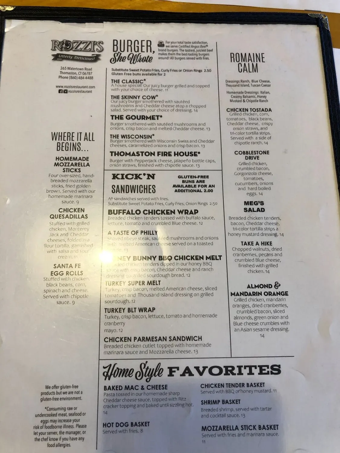 Rozzi's Restaurant Menu - Updated October 2025