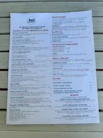 Kai Eats + Drinks Menu - Updated October 2025