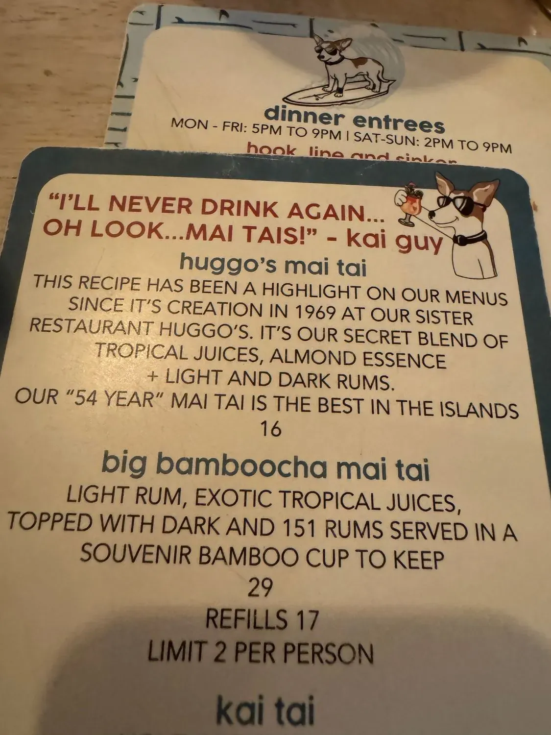 Kai Eats + Drinks Menu - Updated October 2025