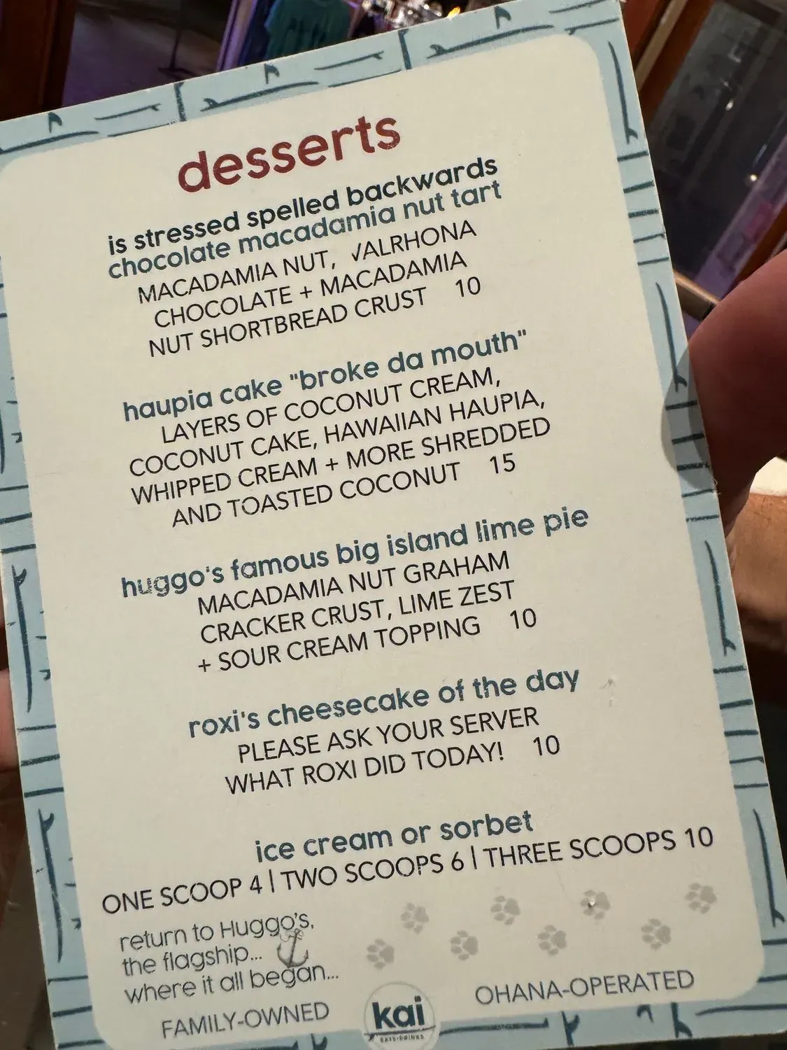 Kai Eats + Drinks Menu - Updated October 2025
