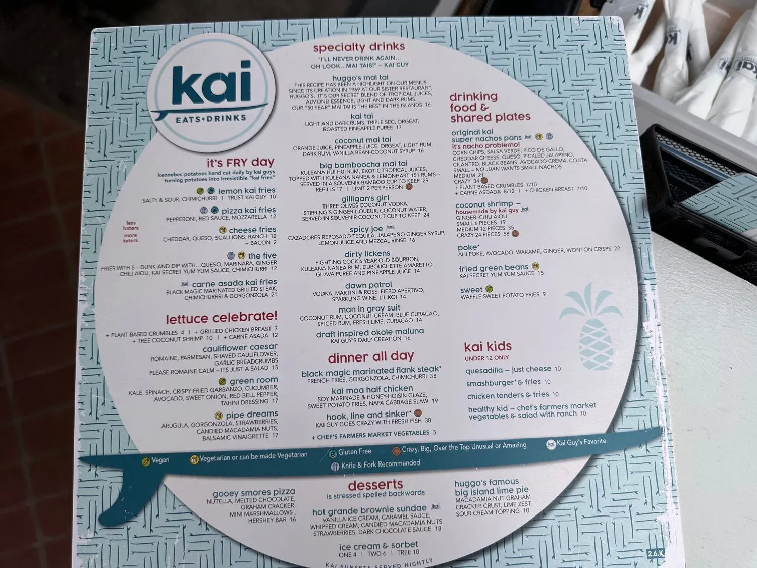 Kai Eats + Drinks Menu - Updated October 2025