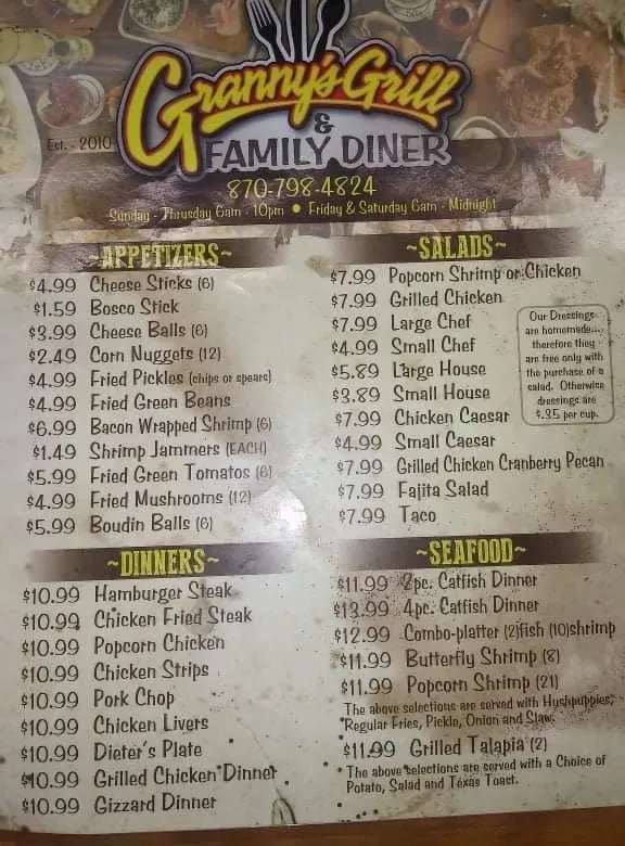 Granny's Grill & Family Diner Menu - Updated October 2025