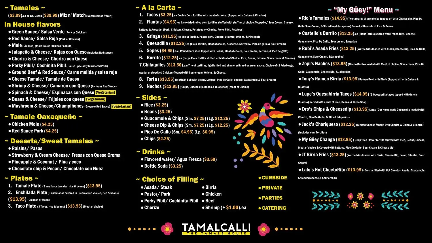 Tamalcalli The Tamale, Taco & Cerveza stand Menu - Updated October 2025