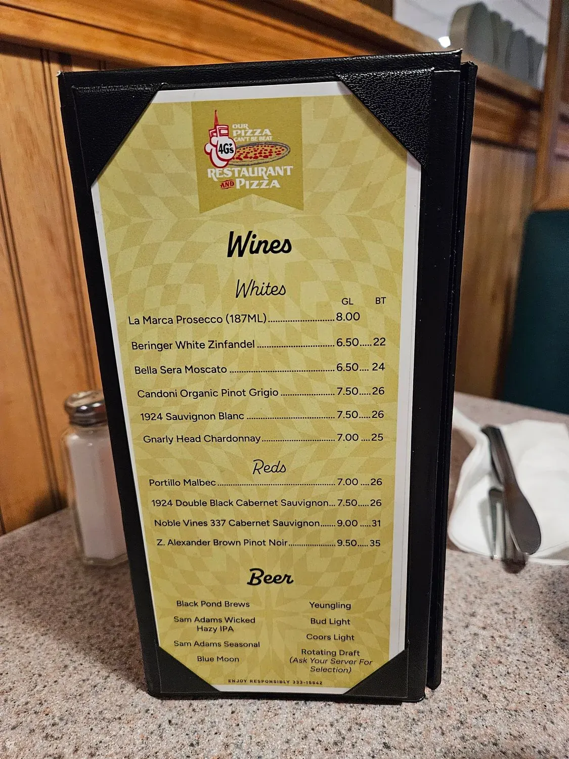 4 G's Restaurant & Pizza Menu - Updated October 2025