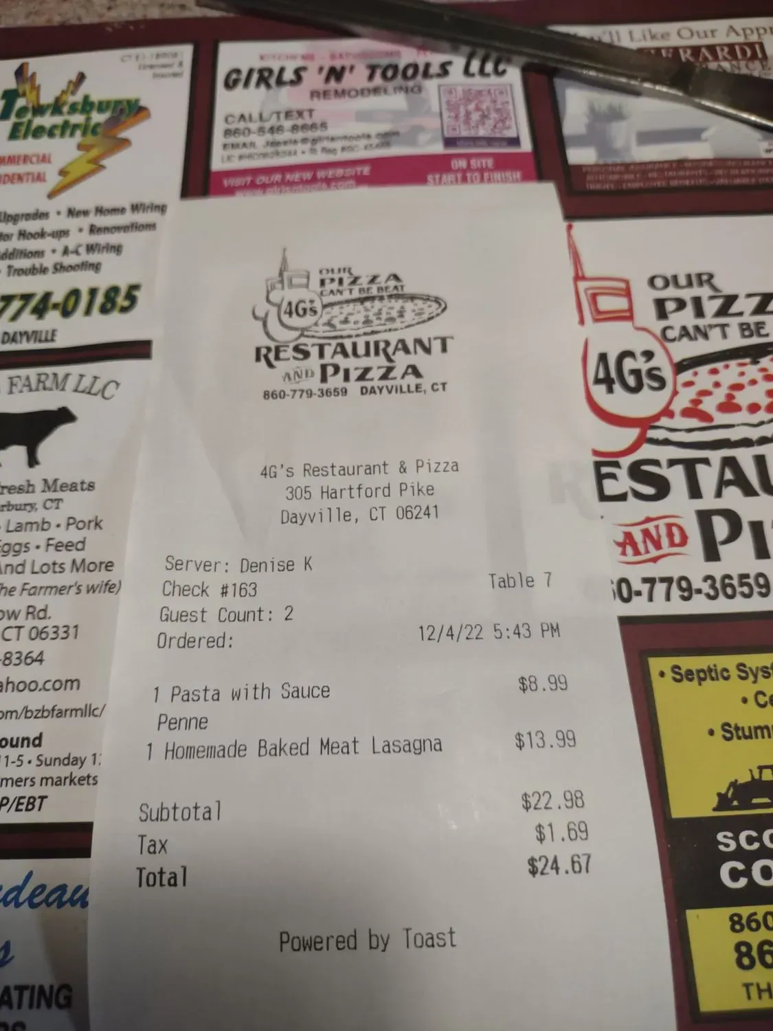 4 G's Restaurant & Pizza Menu - Updated October 2025