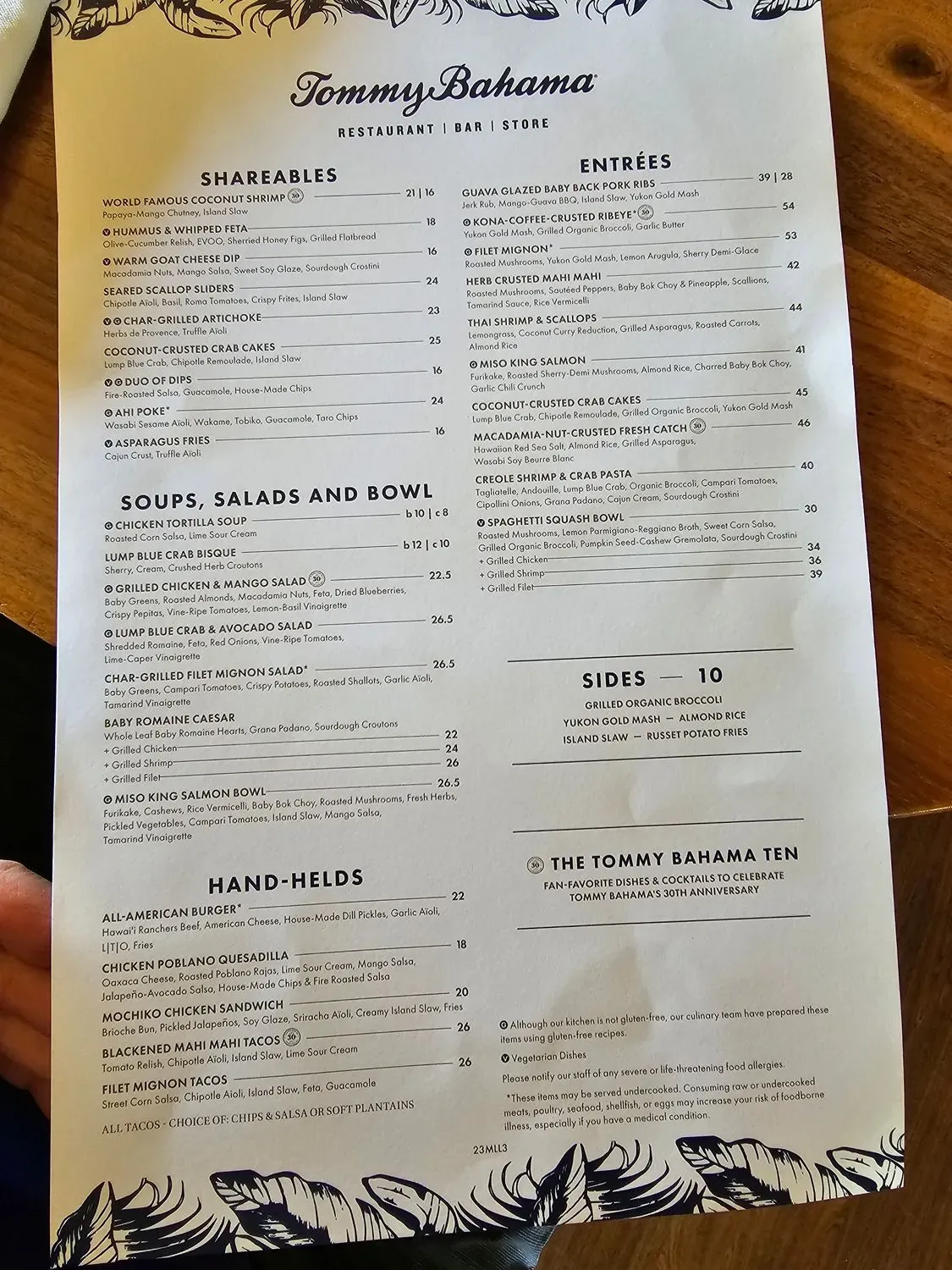 Tommy Bahama Restaurant & Bar Menu - Updated October 2025