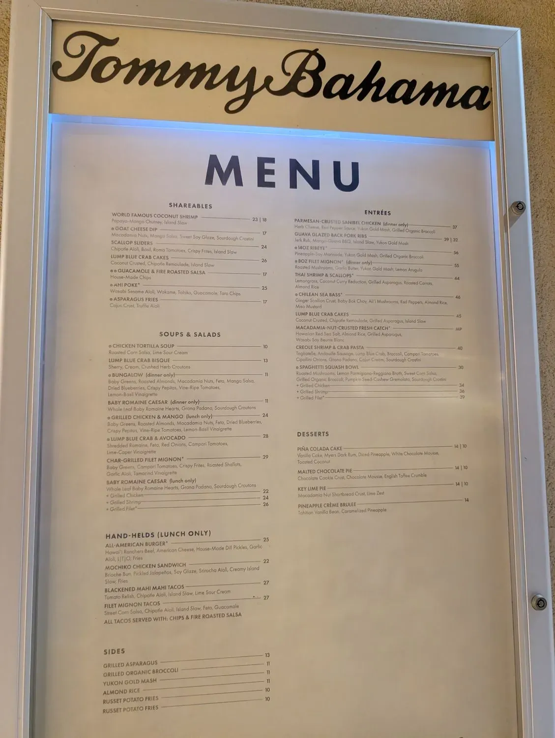 Tommy Bahama Restaurant & Bar Menu - Updated October 2025